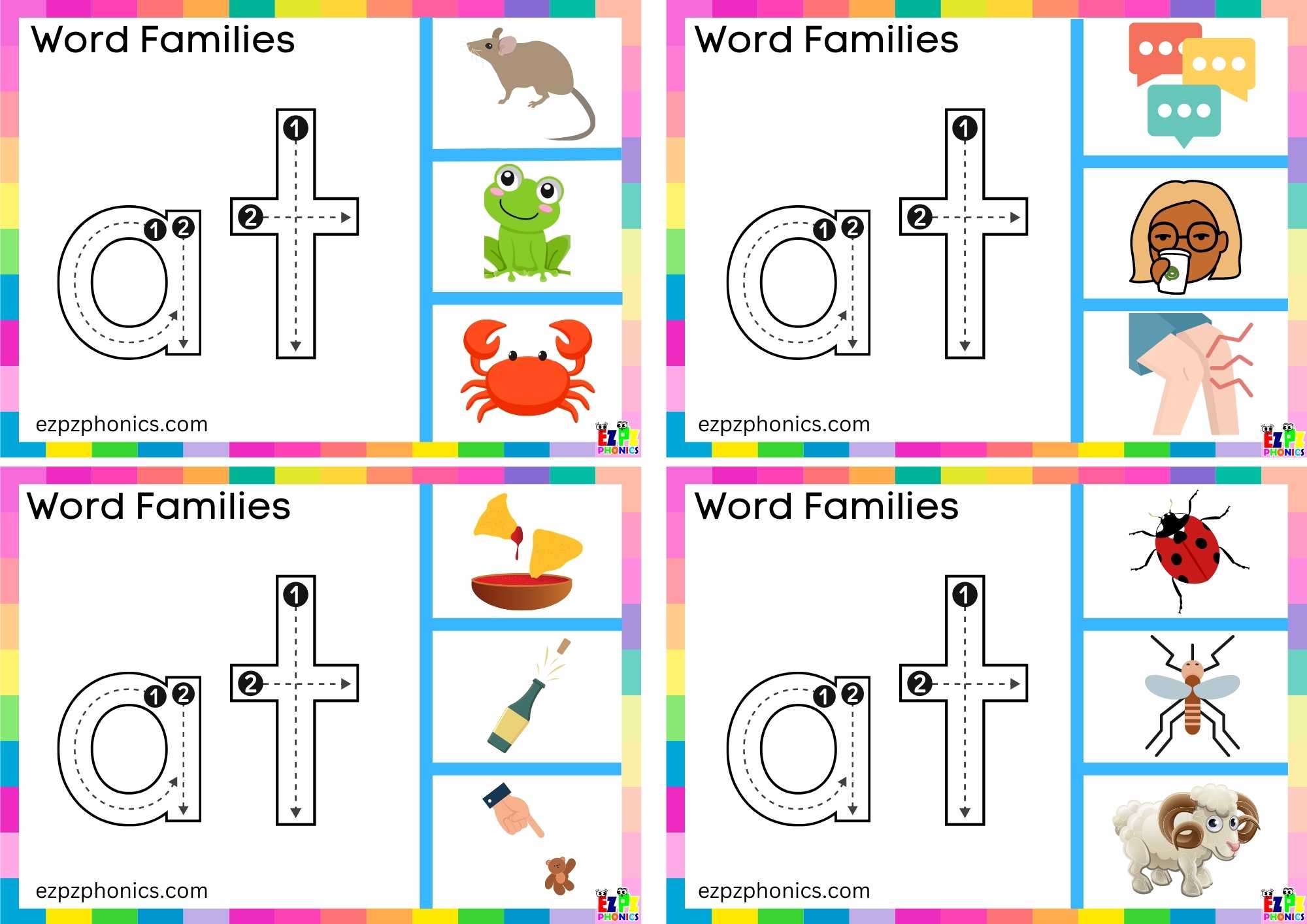 at Word Family Trace the letters and clip the image clip cards group 2 - ezpzphonics.com